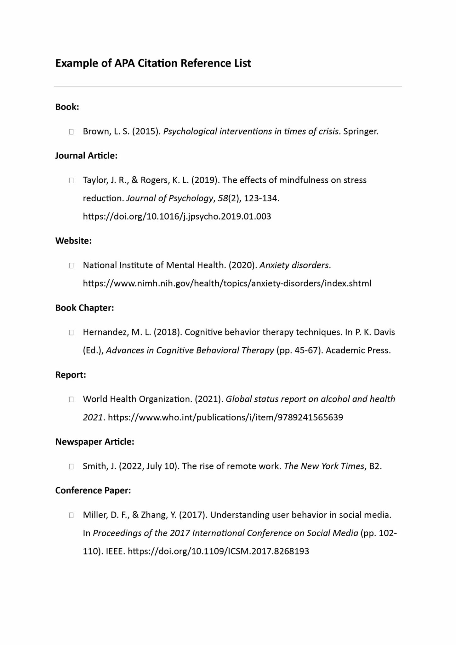 Free Reference List Templates - Word, Google Docs and PDF