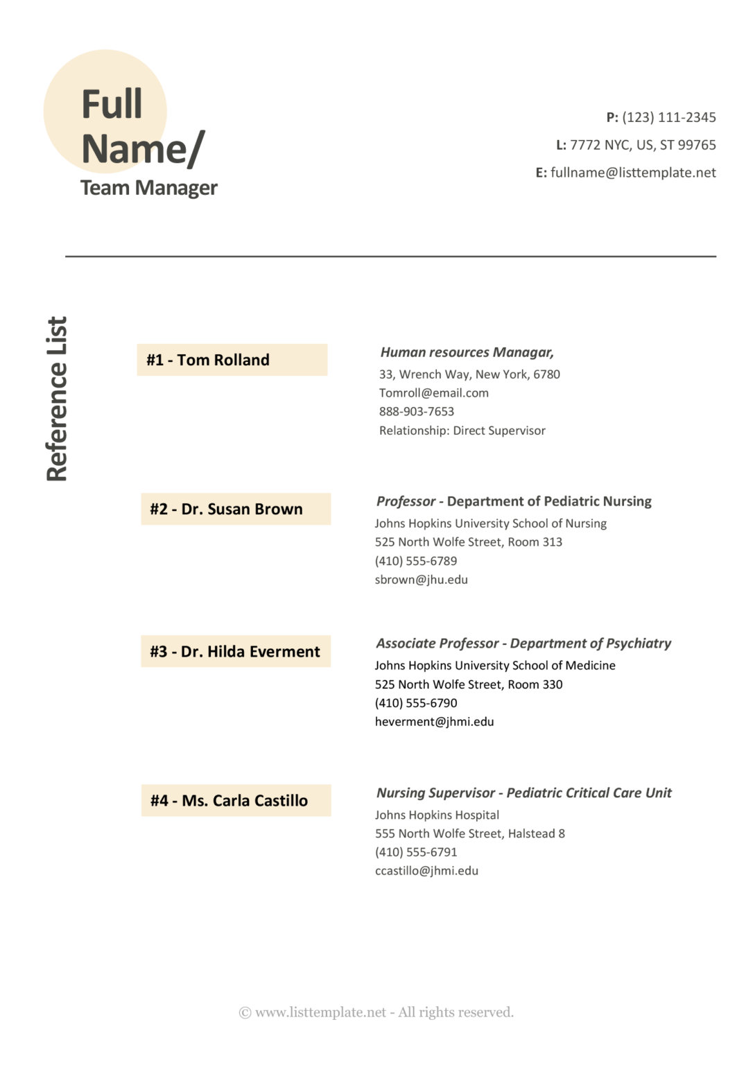 Free Reference List Templates - Word, Google Docs and PDF