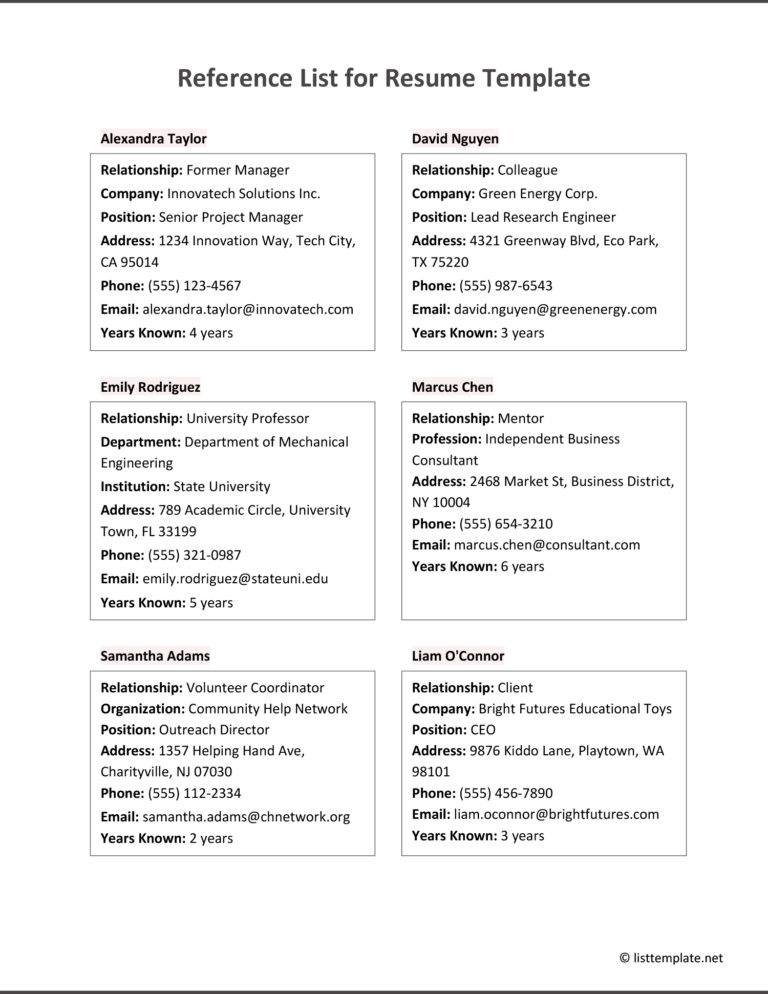 Free Reference List Templates - Word, Google Docs and PDF